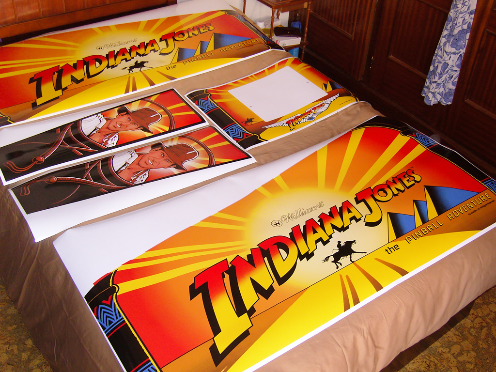 "Indiana Jones Pinball Decals" (WILLIAMS) reproduction printed on vinyl ...