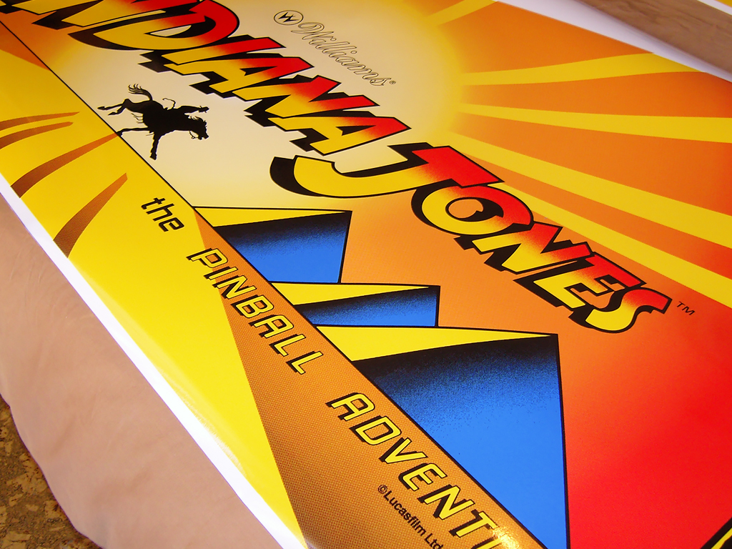 "Indiana Jones Pinball Decals" (WILLIAMS) reproduction printed on vinyl ...