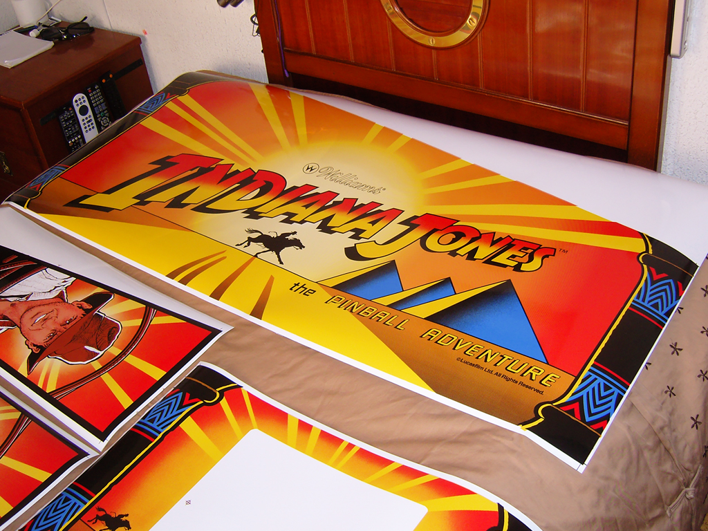 "Indiana Jones Pinball Decals" (WILLIAMS) reproduction printed on vinyl ...