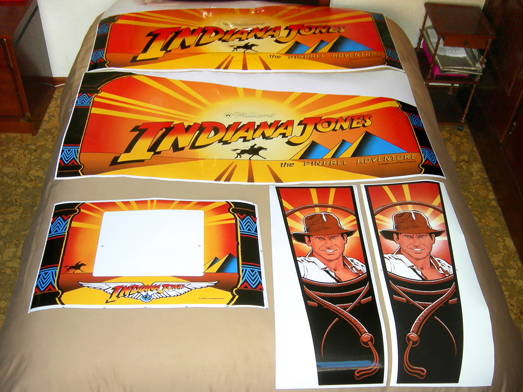 "Indiana Jones Pinball Exterior Decals" (WILLIAMS) printed in 3M vinyl ...
