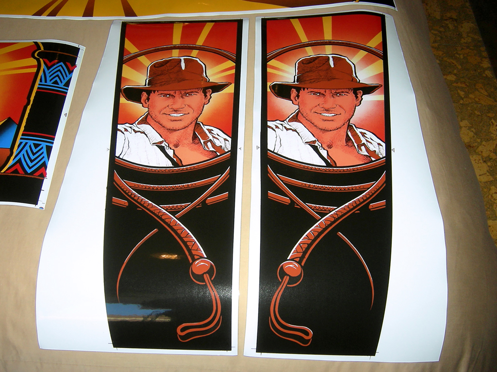 "Indiana Jones Pinball Exterior Decals" (WILLIAMS) printed in 3M vinyl ...