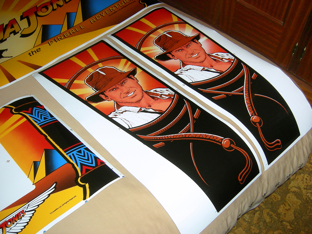 "Indiana Jones Pinball Exterior Decals" (WILLIAMS) printed in 3M vinyl ...