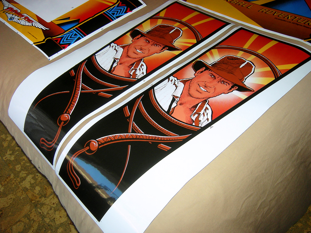 "Indiana Jones Pinball Exterior Decals" (WILLIAMS) printed in 3M vinyl ...
