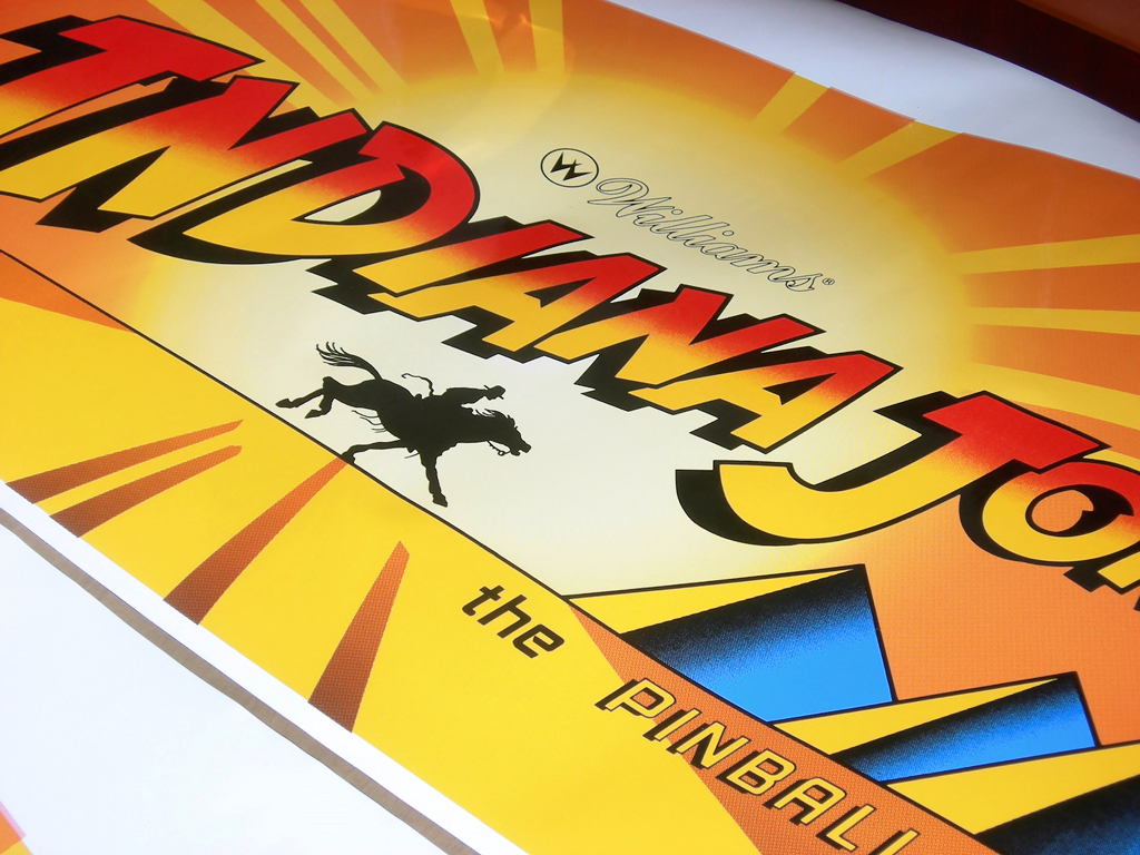 "Indiana Jones Pinball Exterior Decals" (WILLIAMS) printed in 3M vinyl ...