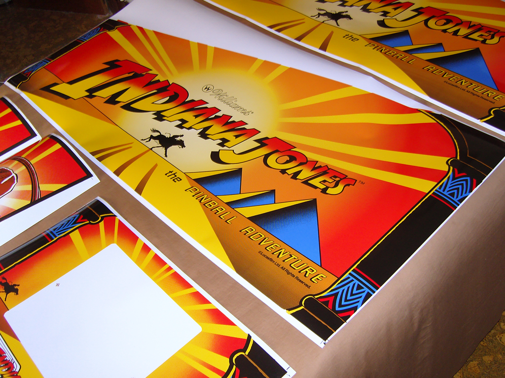 "Indiana Jones Pinball Decals" (WILLIAMS) reproduction printed on vinyl ...