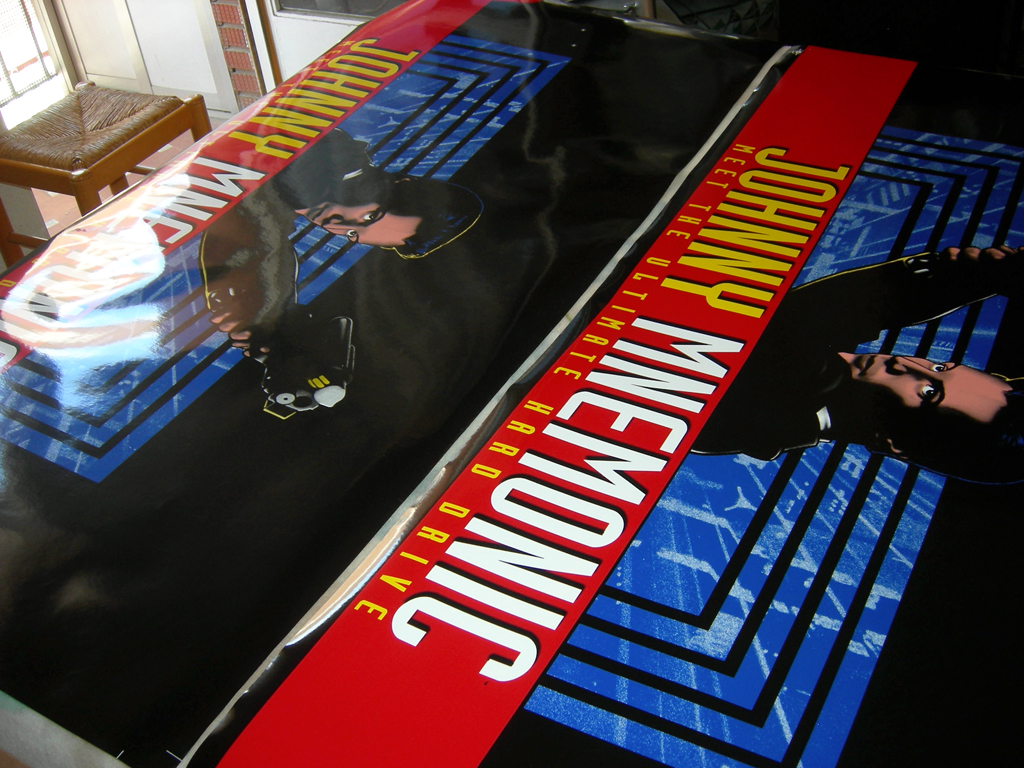"Johnny Mnemonic Pinball Decals" printed in vinyl with gloss protective ...