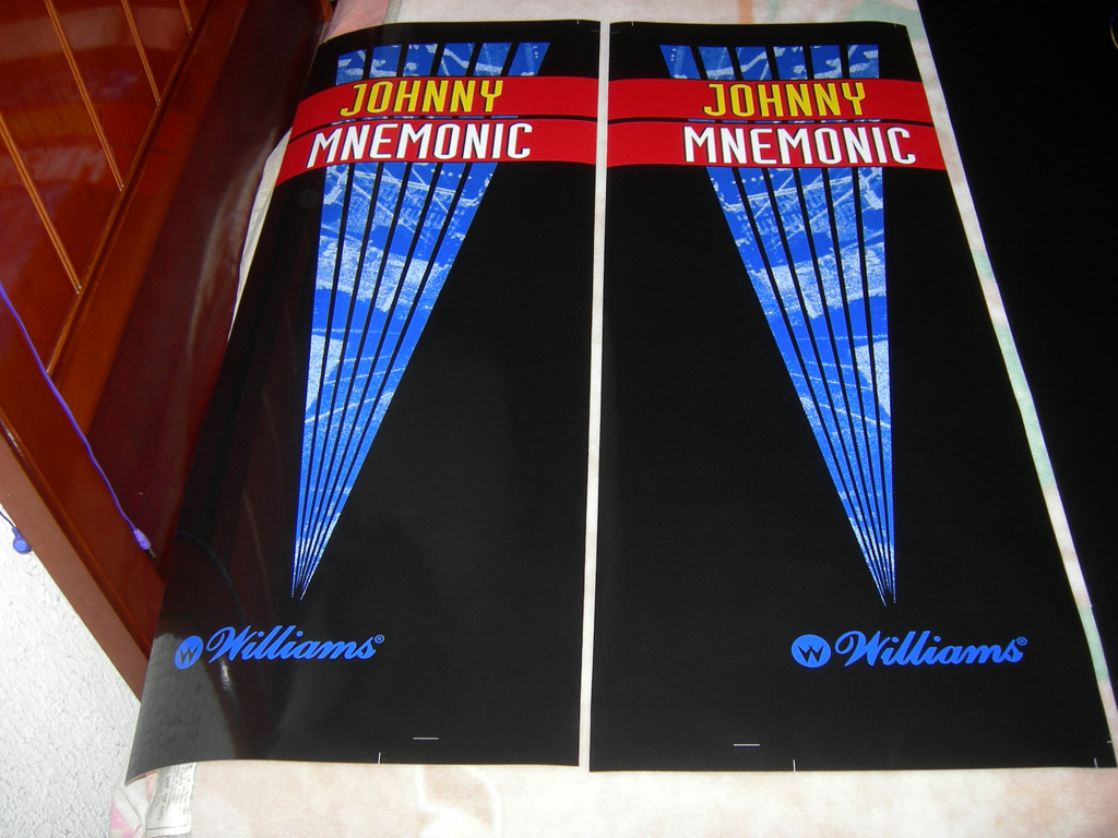 "Johnny Mnemonic Pinball Decals" printed in vinyl with gloss protective ...