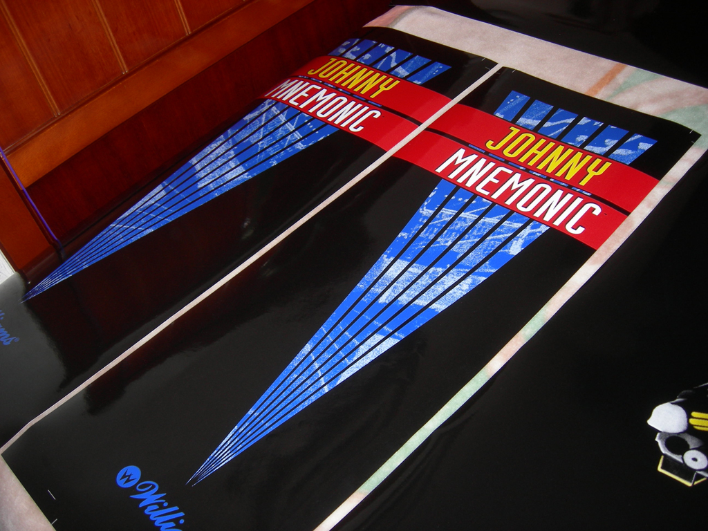 "Johnny Mnemonic Pinball Decals" printed in vinyl with gloss protective ...