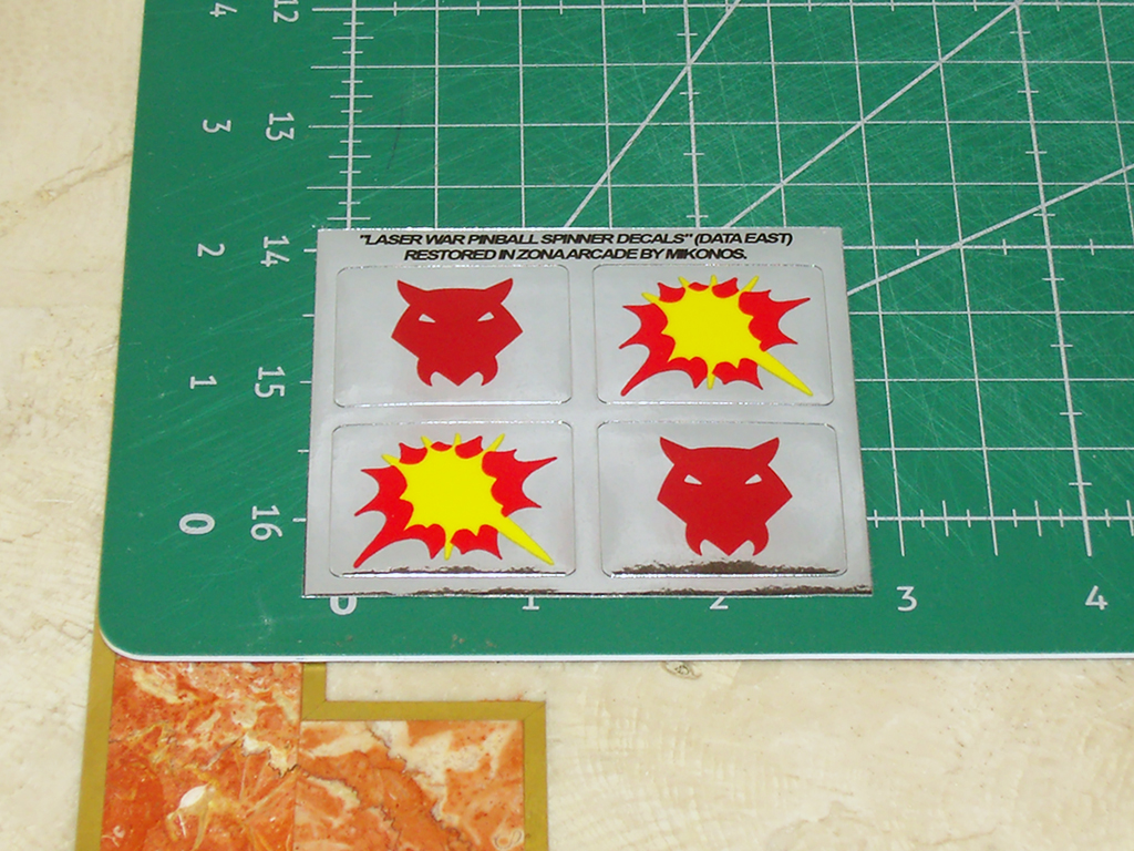 "Laser War Pinball Spinner and Bumper Cap Chrome Decals" (DATA EAST ...