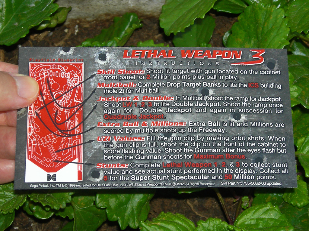"Lethal Weapon 3 Custom Pinball Cards" (DATA EAST). Designed by Zona ...