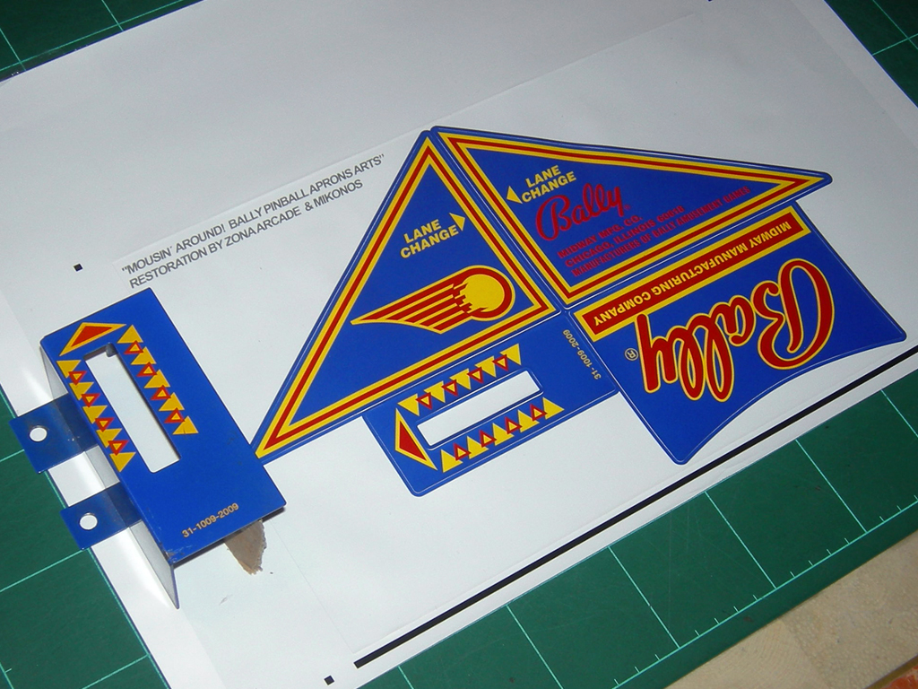 "MOUSIN´AROUND! COMPLETE PINBALL APRON ART SET” (BALLY). Restoration by ...