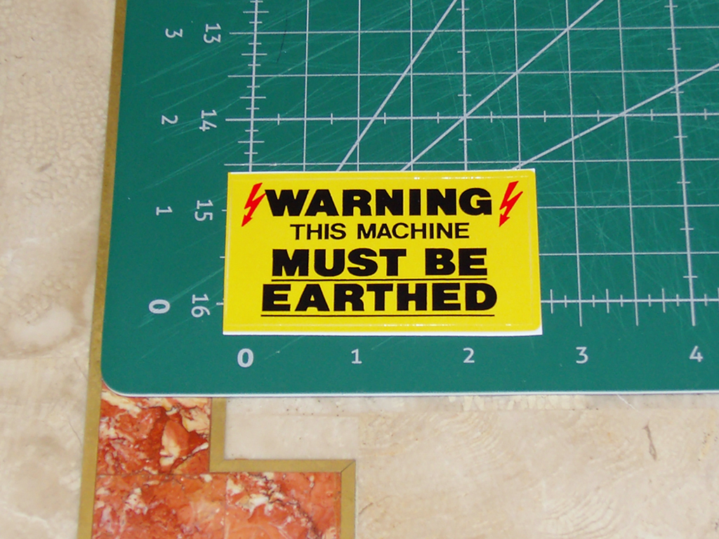 "NAMCO ELECTRICAL WARNING STICKER 2 - WARNING THIS MACHINE MUST BE ...