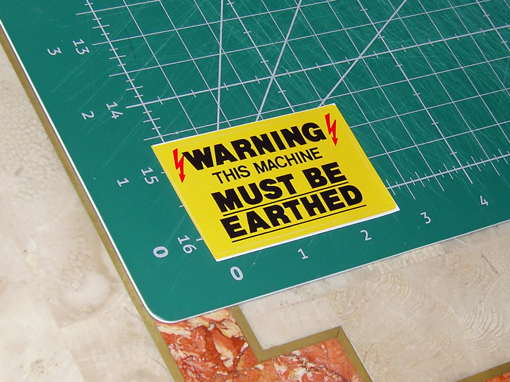 "NAMCO ELECTRICAL WARNING STICKER 2 - WARNING THIS MACHINE MUST BE ...