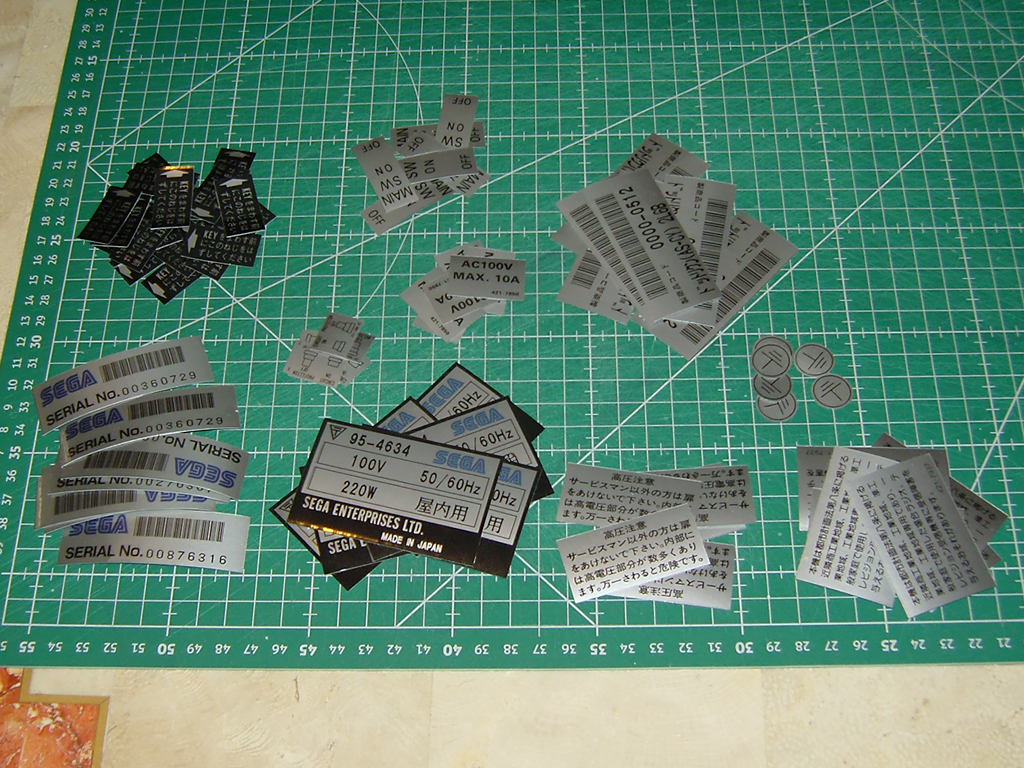 "Naomi & Astro City Arcade Small Stickers" (SEGA) printed on several ...