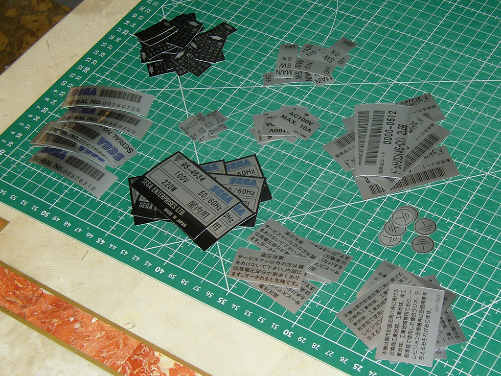 "Naomi & Astro City Arcade Small Stickers" (SEGA) printed on several ...