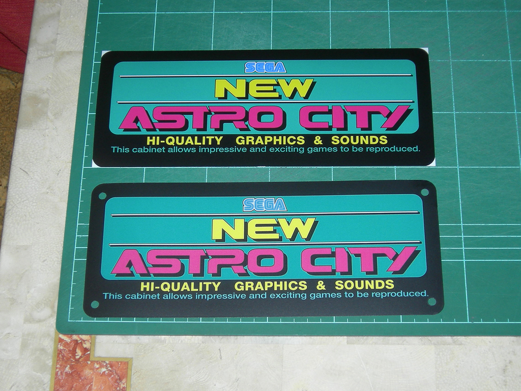 "New Astro City Marquee and other All Little Sticker" (SEGA) reproductions printed for "Cyril" user