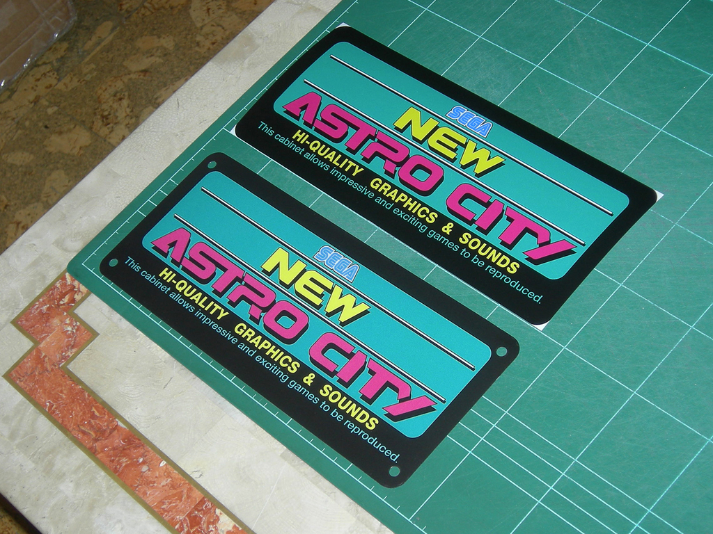 "New Astro City Marquee and other All Little Sticker" (SEGA) reproductions printed for "Cyril" user