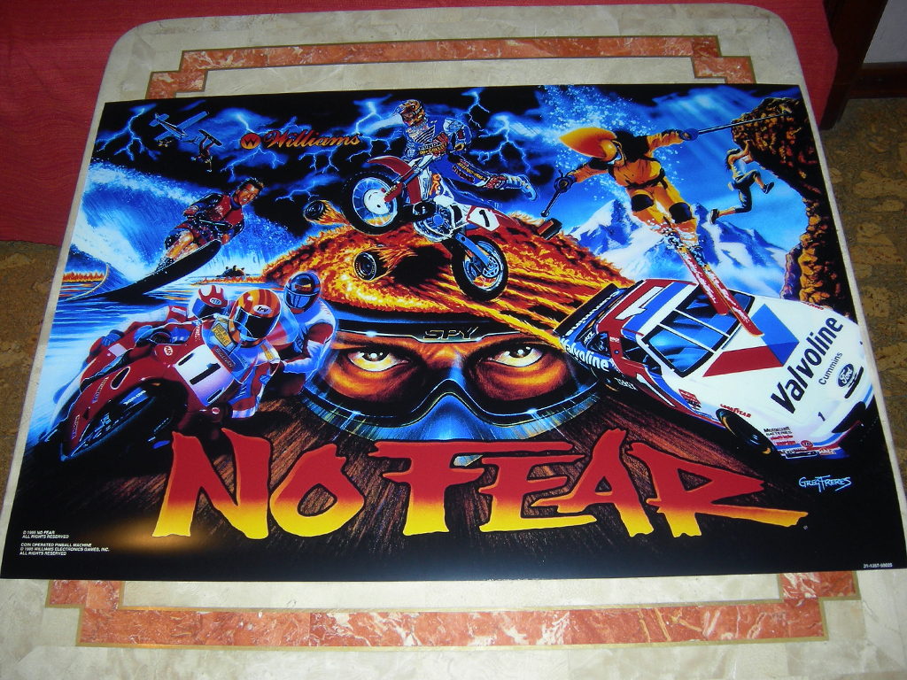 "No Fear Dangerous Sports Pinball Translite" (WILLIAMS) printed in ...