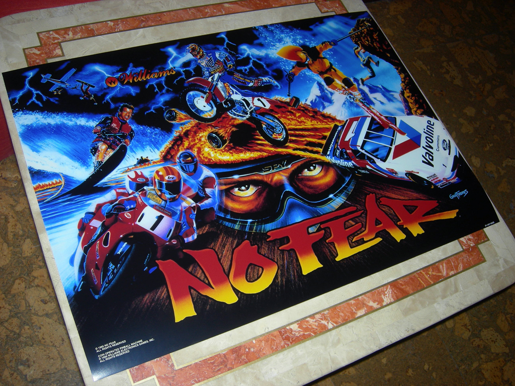 "No Fear Dangerous Sports Pinball Translite" (WILLIAMS) printed in ...