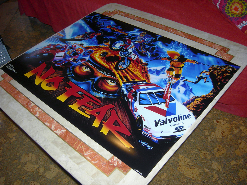 "No Fear Dangerous Sports Pinball Translite" (WILLIAMS) printed in ...