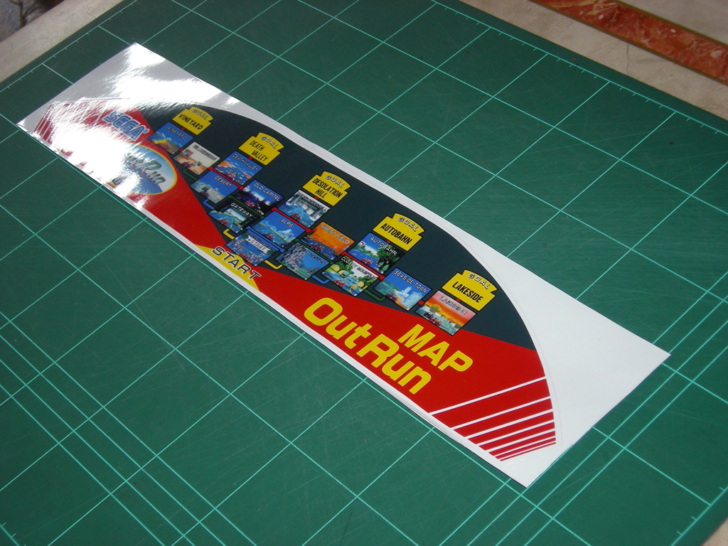 "Out Run Map Decal" (SEGA) restored and printed uin vinyl with gloss ...