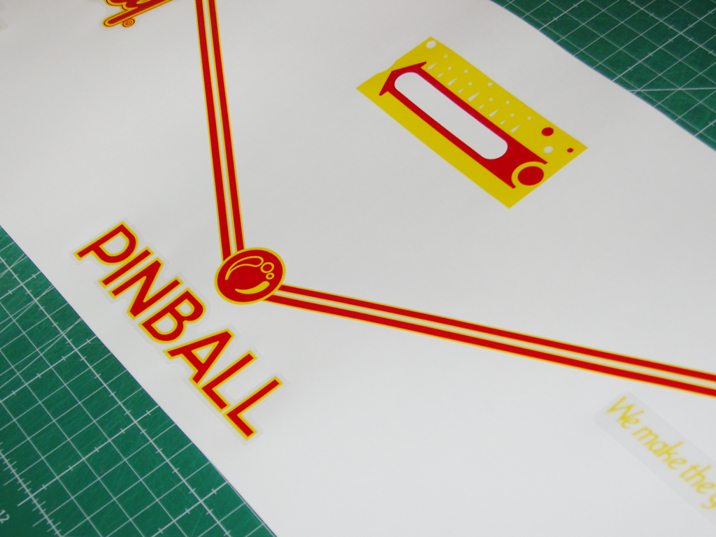 "Paragon Pinball Aprons" (BALLY) printed in transparent vinyl, white ...