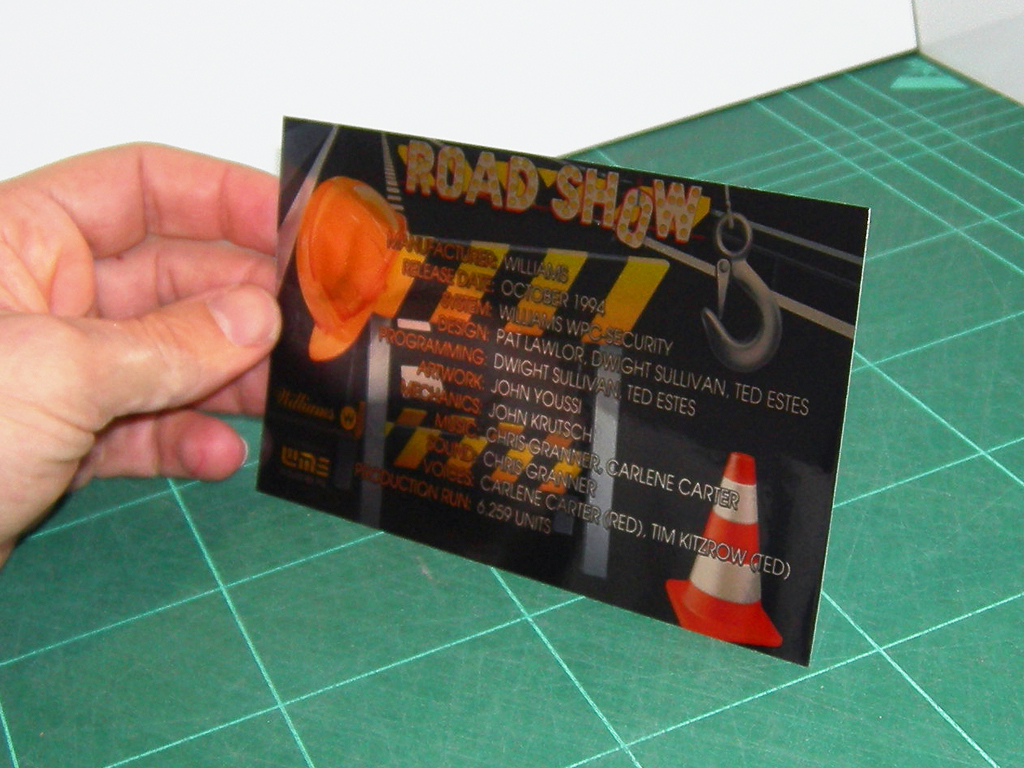 "Road Show Custom Pinball Cards" (WILLIAMS). Designed by Zona Arcade ...