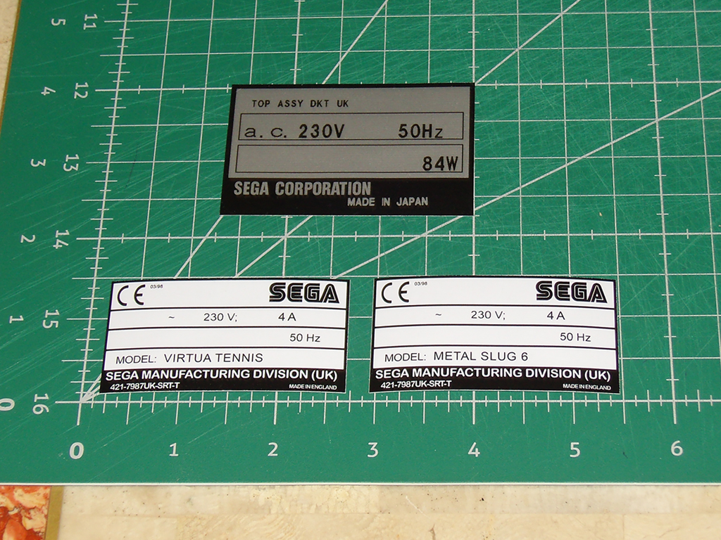 "Electric Specs for Cabinet and Games Electric Specs Stickers" (SEGA ...