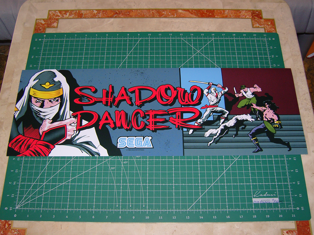 "SHADOW DANCER MARQUEE" (SEGA) arcade artwork file in restoration ...