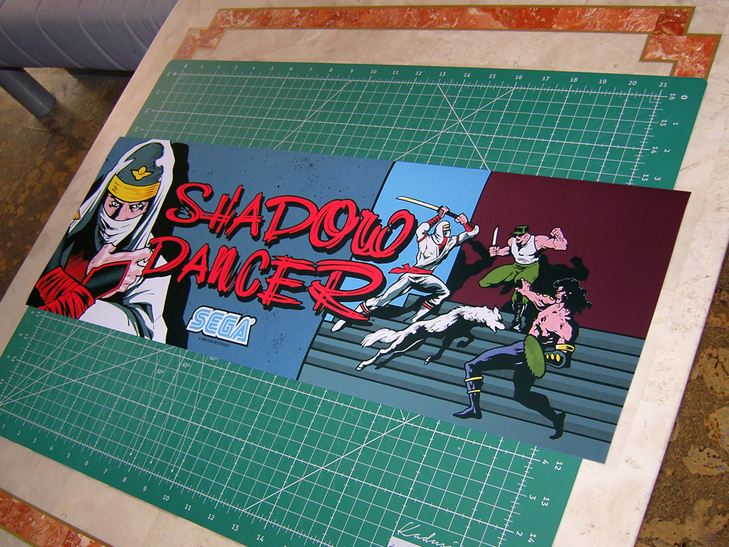 "SHADOW DANCER MARQUEE" (SEGA) arcade artwork file in restoration ...