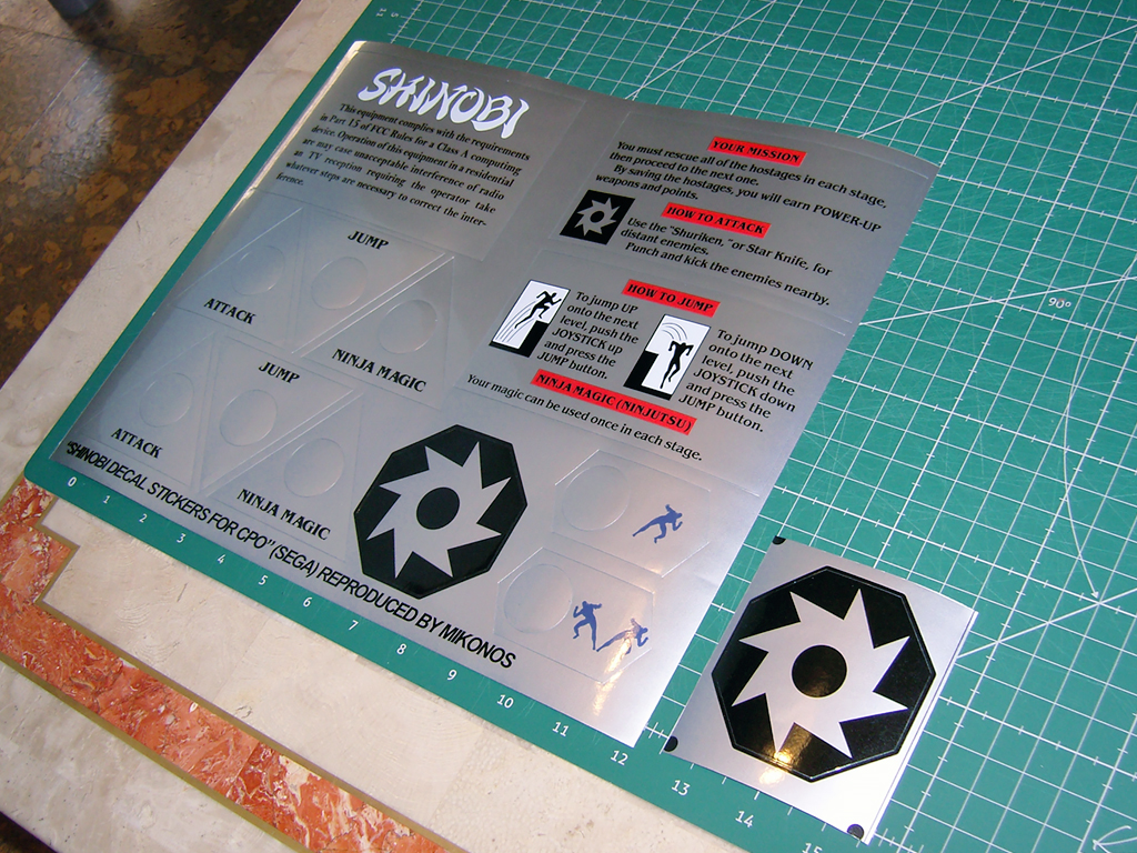 "Shinobi Button and Joystick Decals" (SEGA) with customized elements ...
