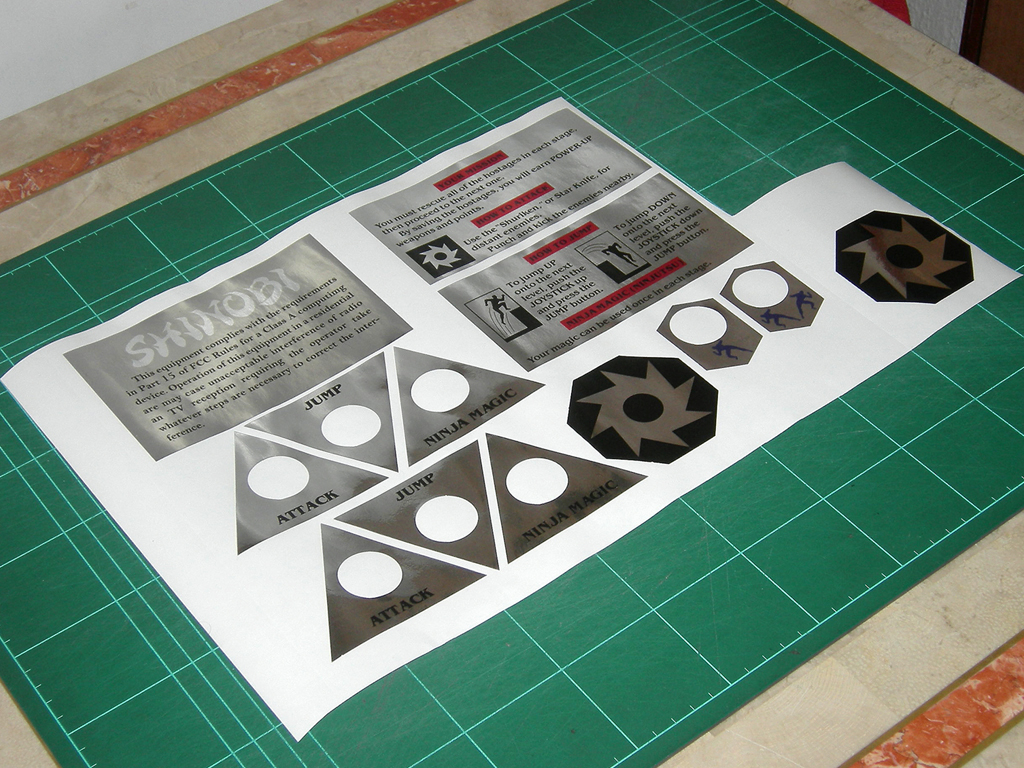 "SHINOBI CONTROL PANEL STICKERS, DECAL JOYSTICK & BUTTON SWITCHES ...