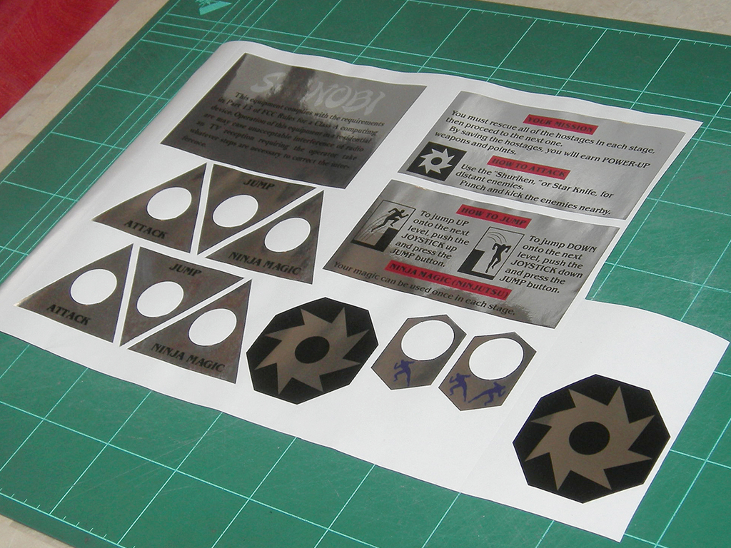 "SHINOBI CONTROL PANEL STICKERS, DECAL JOYSTICK & BUTTON SWITCHES ...