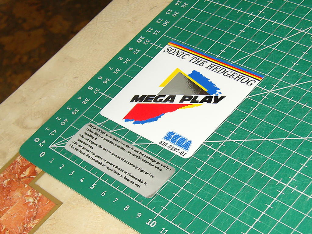 "SONIC THE HEDGEHOG MEGA PLAY CARTRIDGE STICKERS 610-0297-01" (SEGA ...