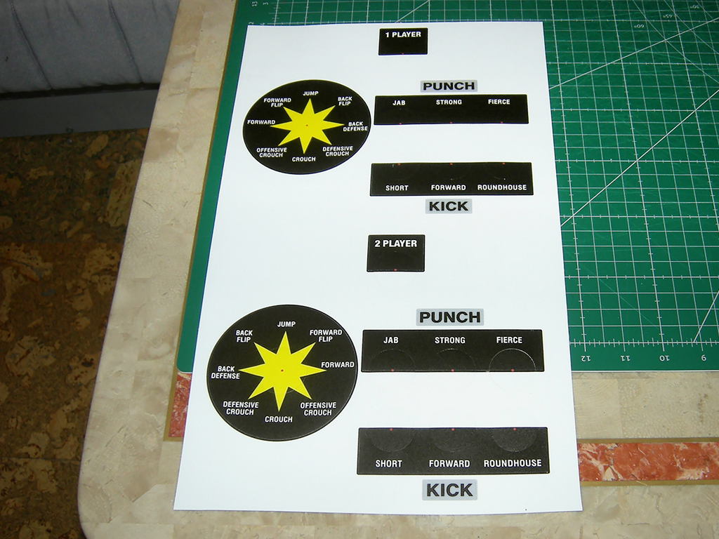 “STREET FIGHTER II CHAMPION EDITION STICKERS FOR CONTROL PANEL OVERLAY - BUTTONS AND STICK DECAL ...
