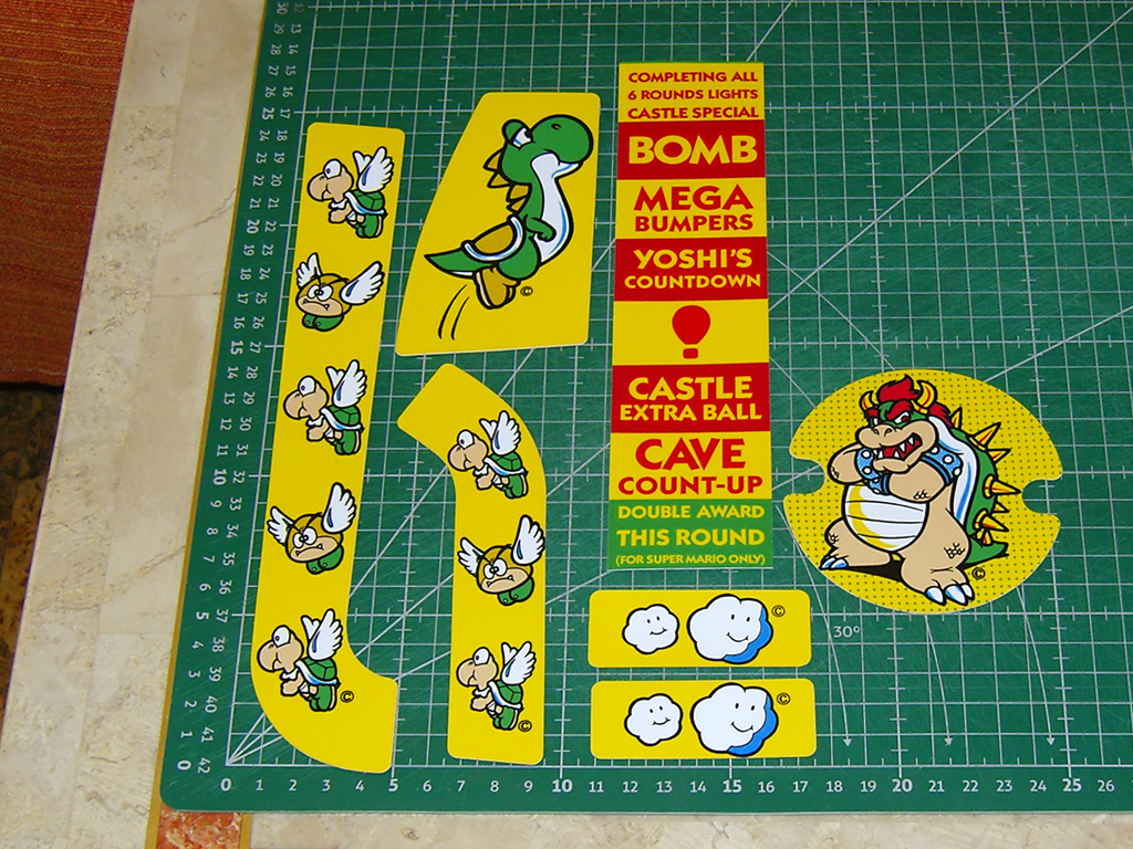 "SUPER MARIO BROS PINBALL - ALL PLAYFIELD STICKERS" (GOTTLIEB) artworks ...