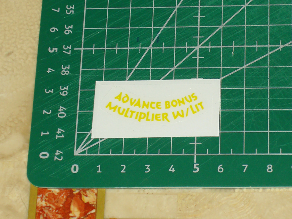 "Swords of Fury Pinball Spinner Stickers and Advance Bonus Multiplier ...