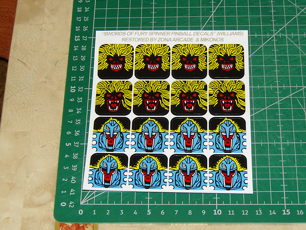 "Swords of Fury Pinball Spinner Stickers and Advance Bonus Multiplier ...