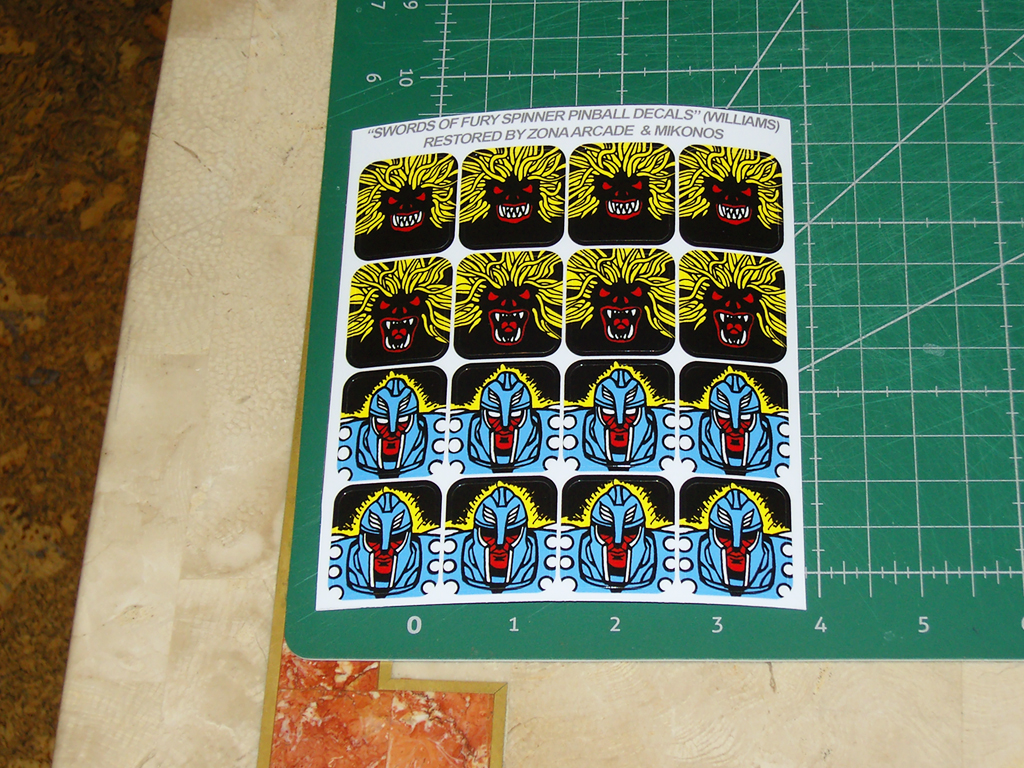 "Swords of Fury Pinball Custom Holographic Targets Stickers and Spinner ...