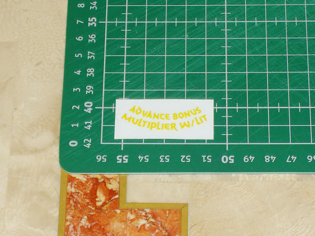 "Swords of Fury Pinball Spinner, and other stickers" (WILLIAMS) printed ...