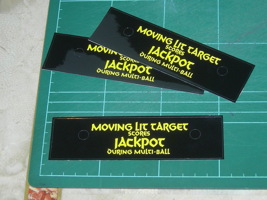 "Swords of Fury Pinball Spinner, targets and other little stickers ...