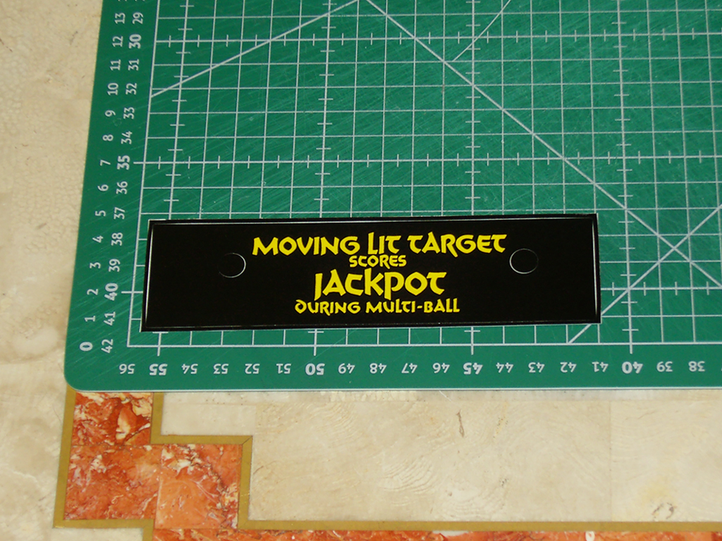 "Swords of Fury Pinball Spinner, and other stickers" (WILLIAMS) printed ...