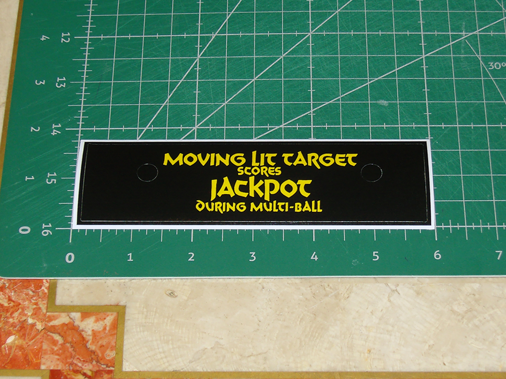 “Swords of Fury Pinball - Moving Lit Target / Jackpot Pinball Sticker ...