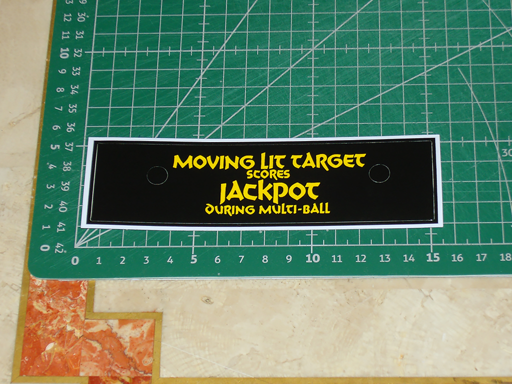 “Swords of Fury Pinball - Moving Lit Target / Jackpot Pinball Sticker ...
