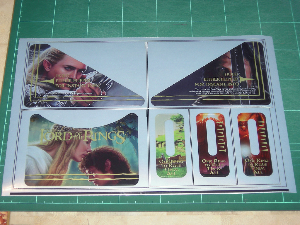 "The Lord of the Rings Custom Pinball Aprons Project - SET 3" (STERN ...