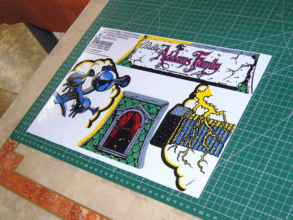 "The Addams Family Pinball Topper Stickers" (BALLY) "Star Trek The Next ...