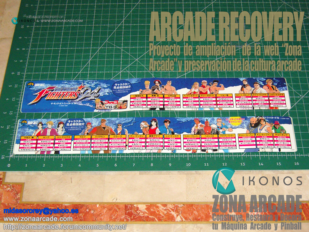 Original "THE KING OF FIGHTERS '94 MOVE LIST STICKERS" (SNK) jap. ver ...