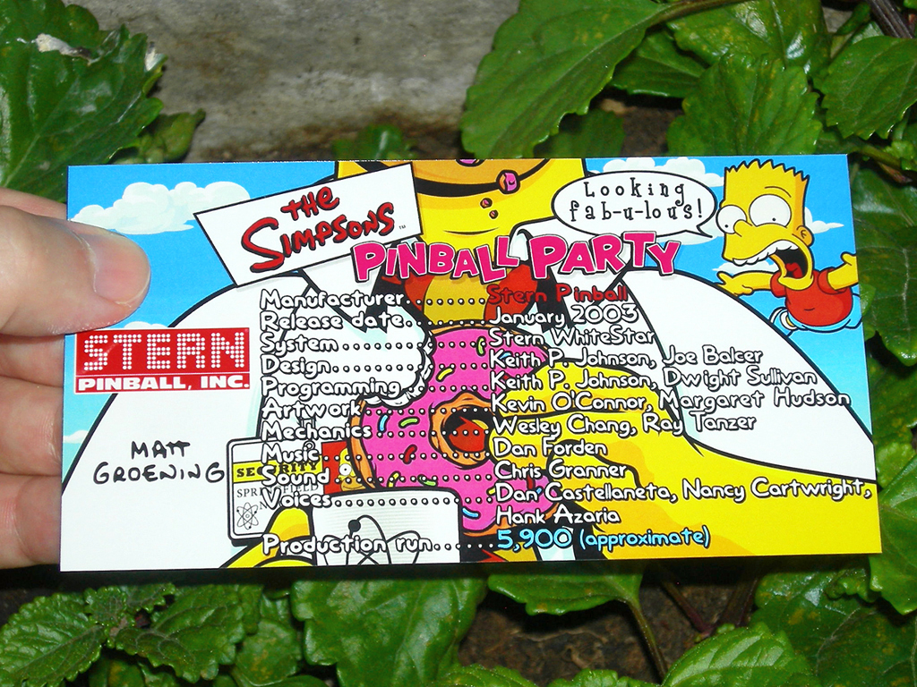"The Simpsons Pinball Party Custom Cards" (STERN). Designed by Zona ...