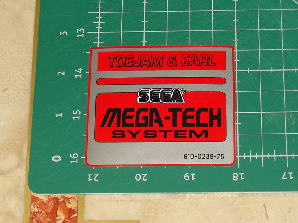 "ToeJam & Earl Mega-Tech System Custom Cartridge Label Stickers" (SEGA). Designed by Mikonos