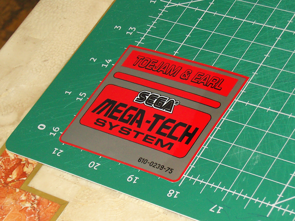 "ToeJam & Earl Mega-Tech System Custom Cartridge Label Stickers" (SEGA). Designed by Mikonos